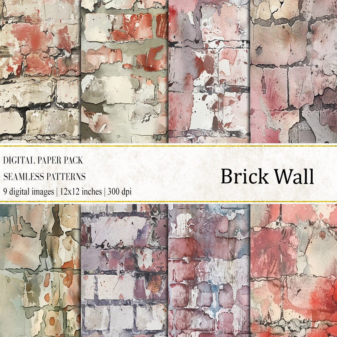 Brick Wall Digital Paper, Brick Wall Seamless Patterns, Old Brick Wall ...