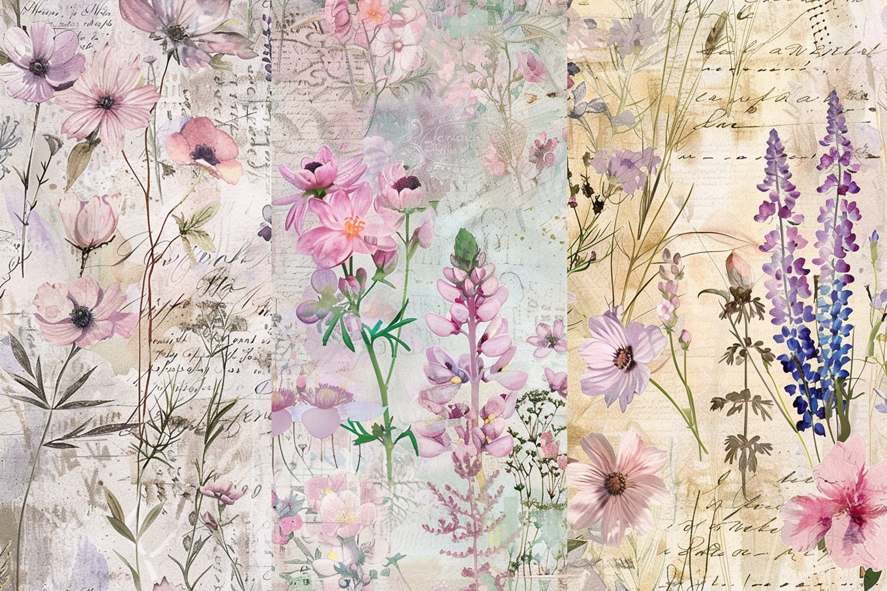 Cottagecore Floral Digital Papers, Shabby Chic Digital Papers, Floral ...