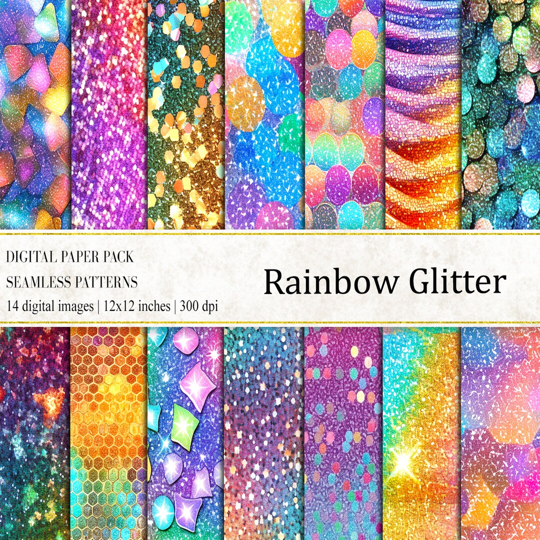 Rainbow Glitter Digital Papers: Seamless Patterns - Etsy