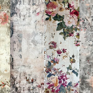 Vintage Floral Digital Paper, Vintage Floral Print, Grunge Floral ...