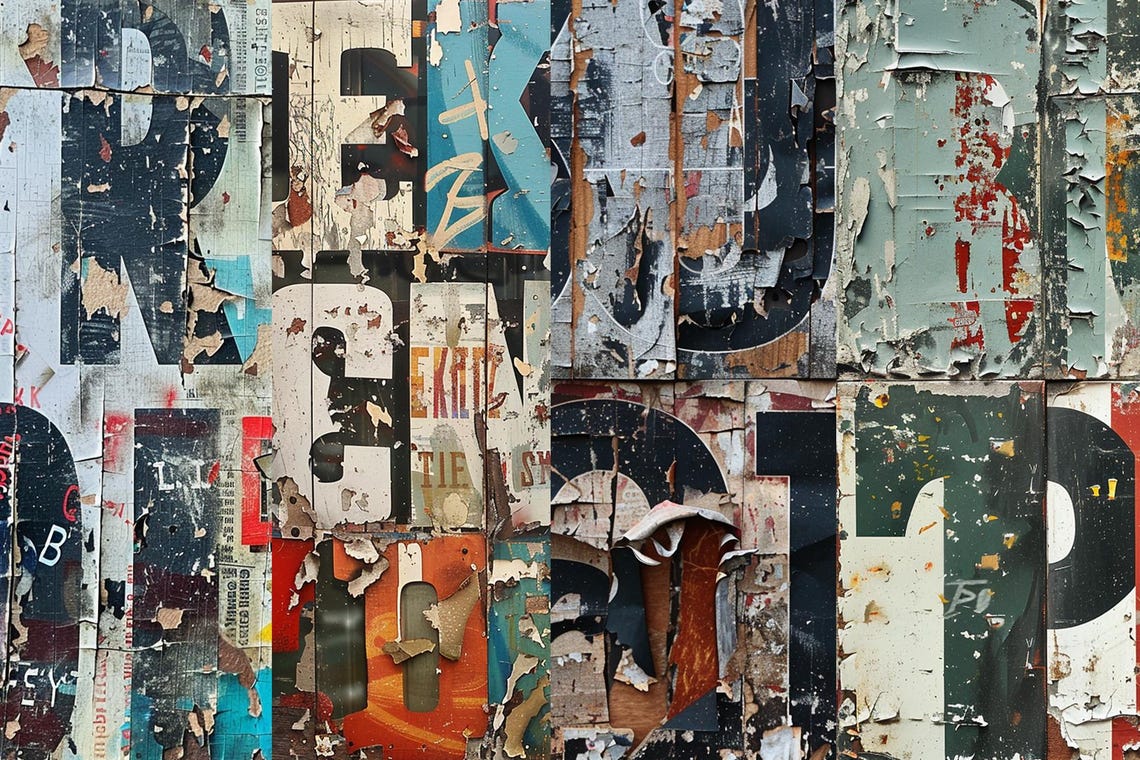 Grunge Billboard Letters Digital Paper: Distressed Alphabet (digital ...