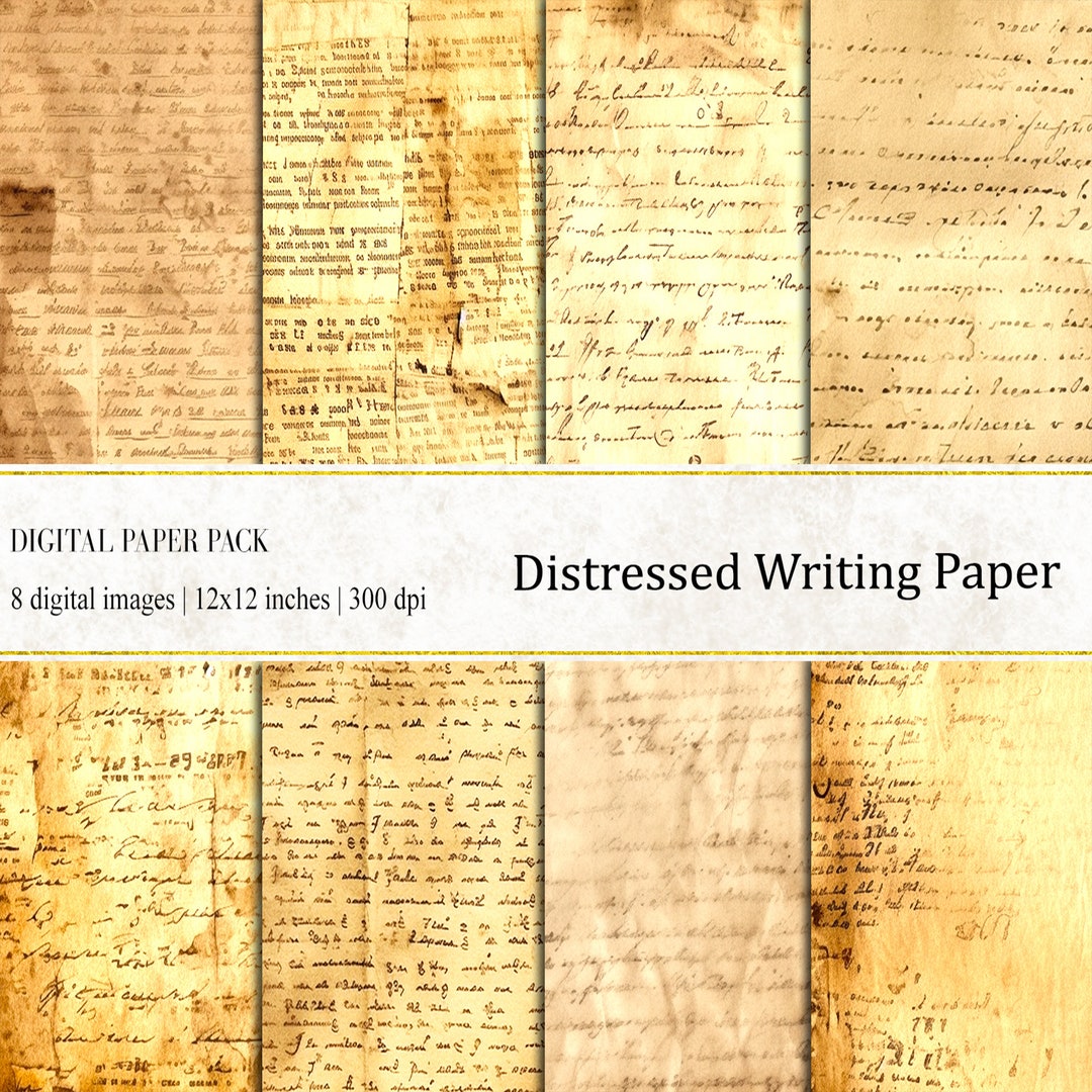 Distressed Writing Paper Digital Papers, Handwritten Letter, Distressed ...