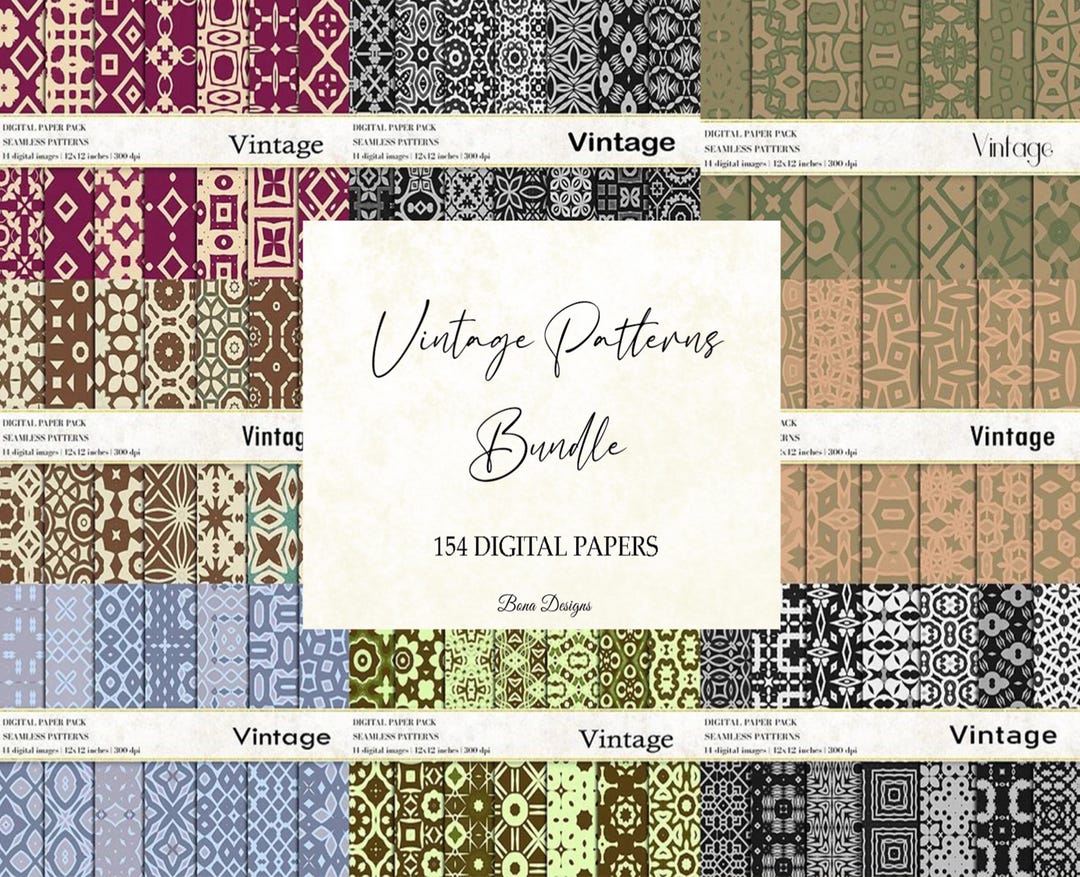 Vintage Geometric Patterns Bundle: Seamless Digital Papers - Etsy