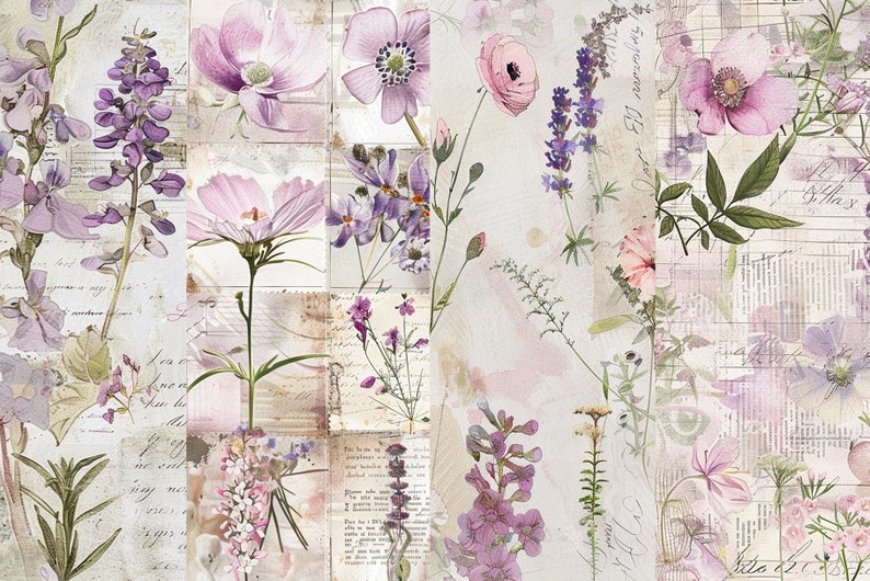 Cottagecore Floral Digital Papers, Shabby Chic Digital Papers, Floral ...