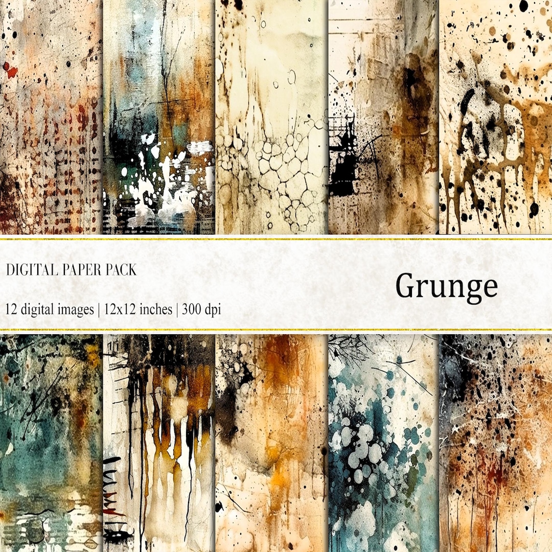 Grunge Watercolor Digital Paper Pack: Printable Collage Backgrounds ...