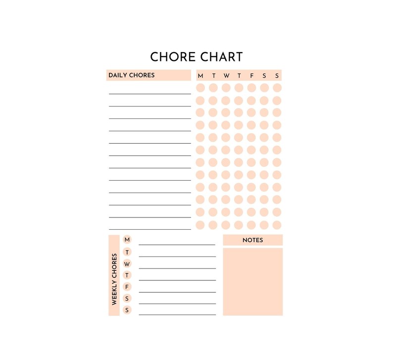 Chore Chart Printable, Daily Chores Checklist, Weekly Chores Chart ...