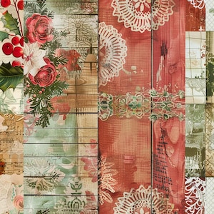 Vintage Christmas Digital Paper, Vintage Christmas Scrapbooking, Old ...