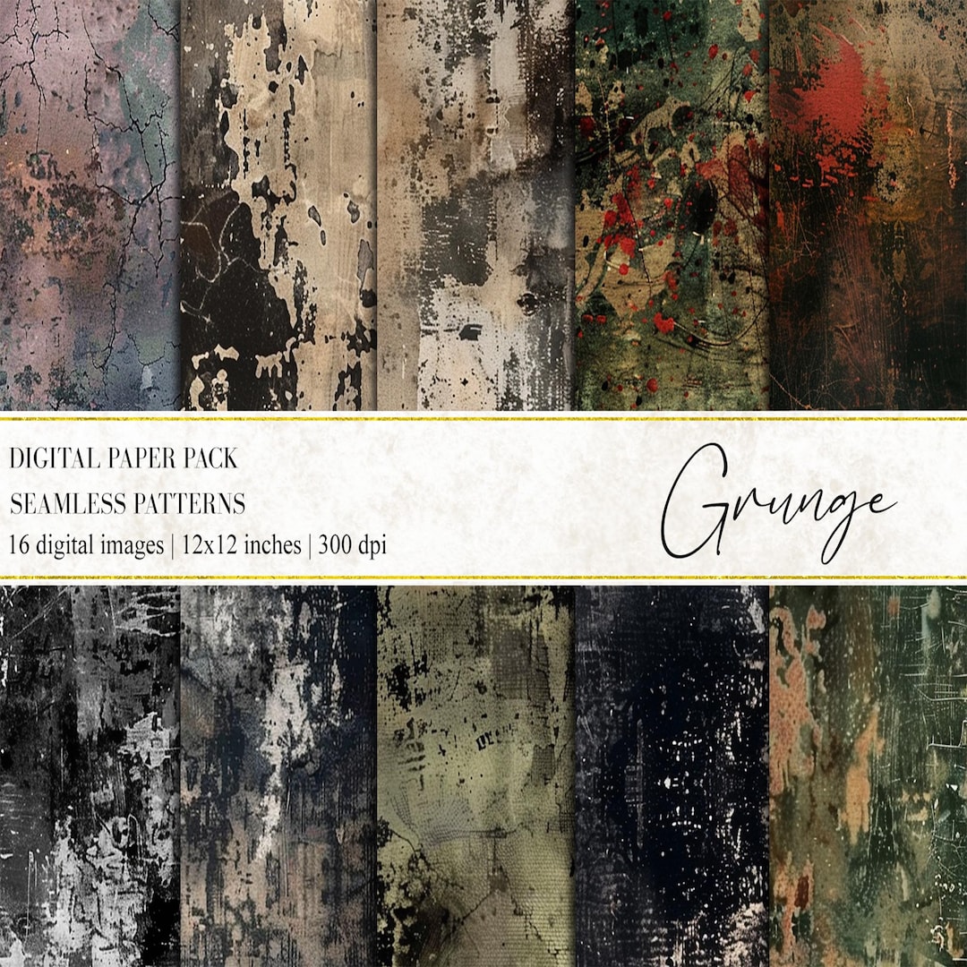 Grunge Digital Papers: Distressed Textures, Seamless Patterns (digital ...
