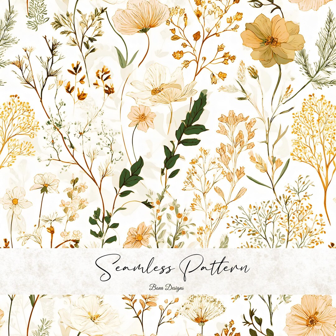 Cottagecore Floral Seamless Pattern: Pastel Fabric Print (digital ...