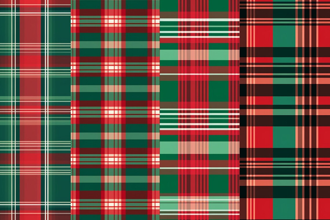 Christmas Plaid Digital Papers: Red & Green Seamless Patterns (digital ...