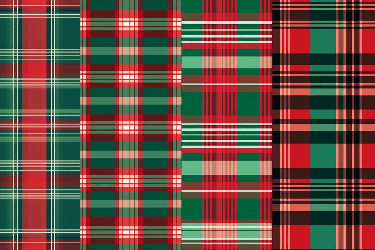 Christmas Plaid Digital Papers: Red & Green Seamless Patterns (digital ...
