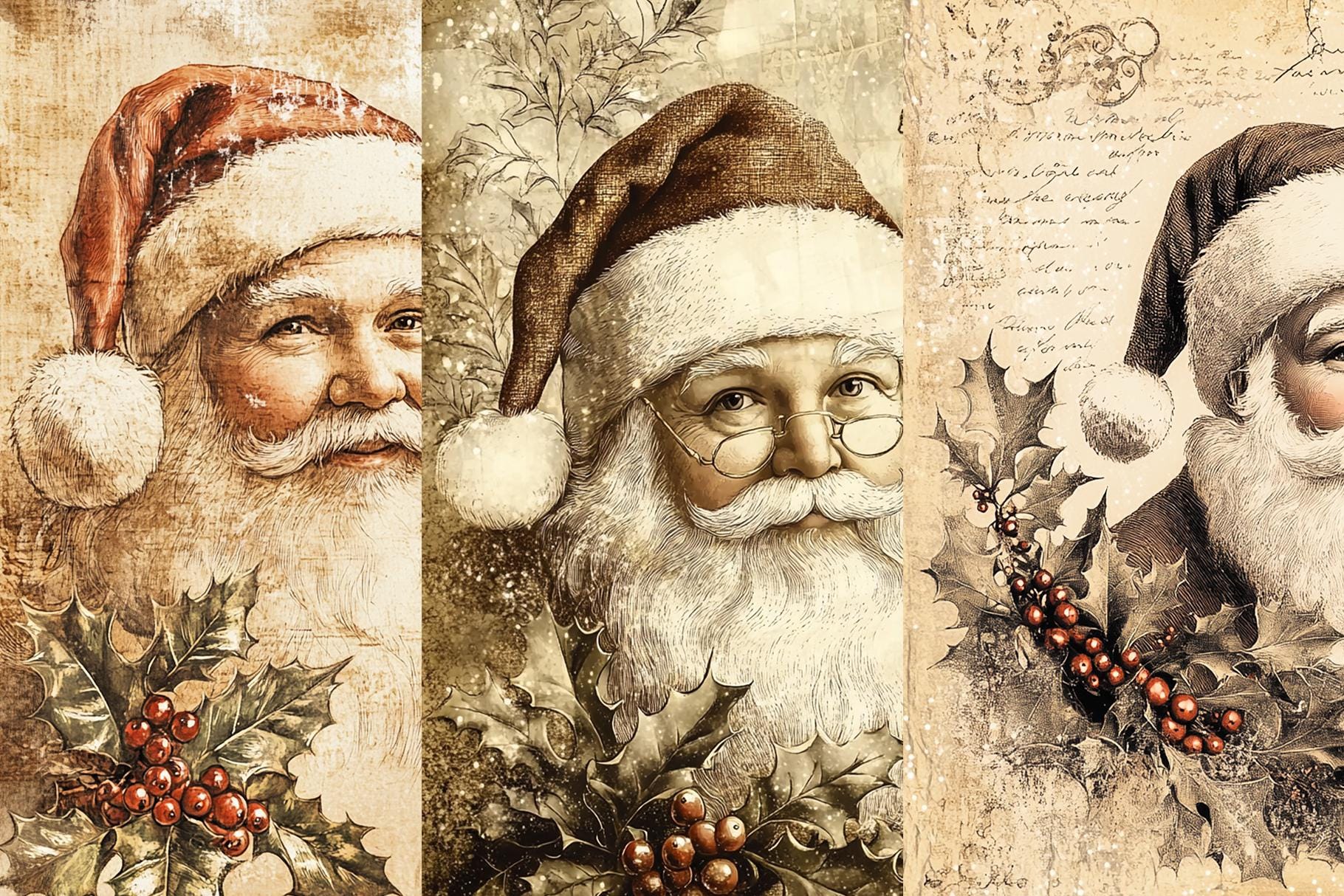 Vintage Santa Claus Digital Papers: Christmas Scrapbook (digital ...
