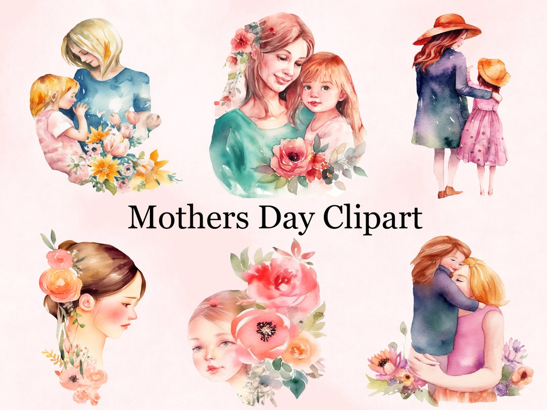 Watercolor Mother's Day Clipart, Mothers Day Clipart, Watercolor ...