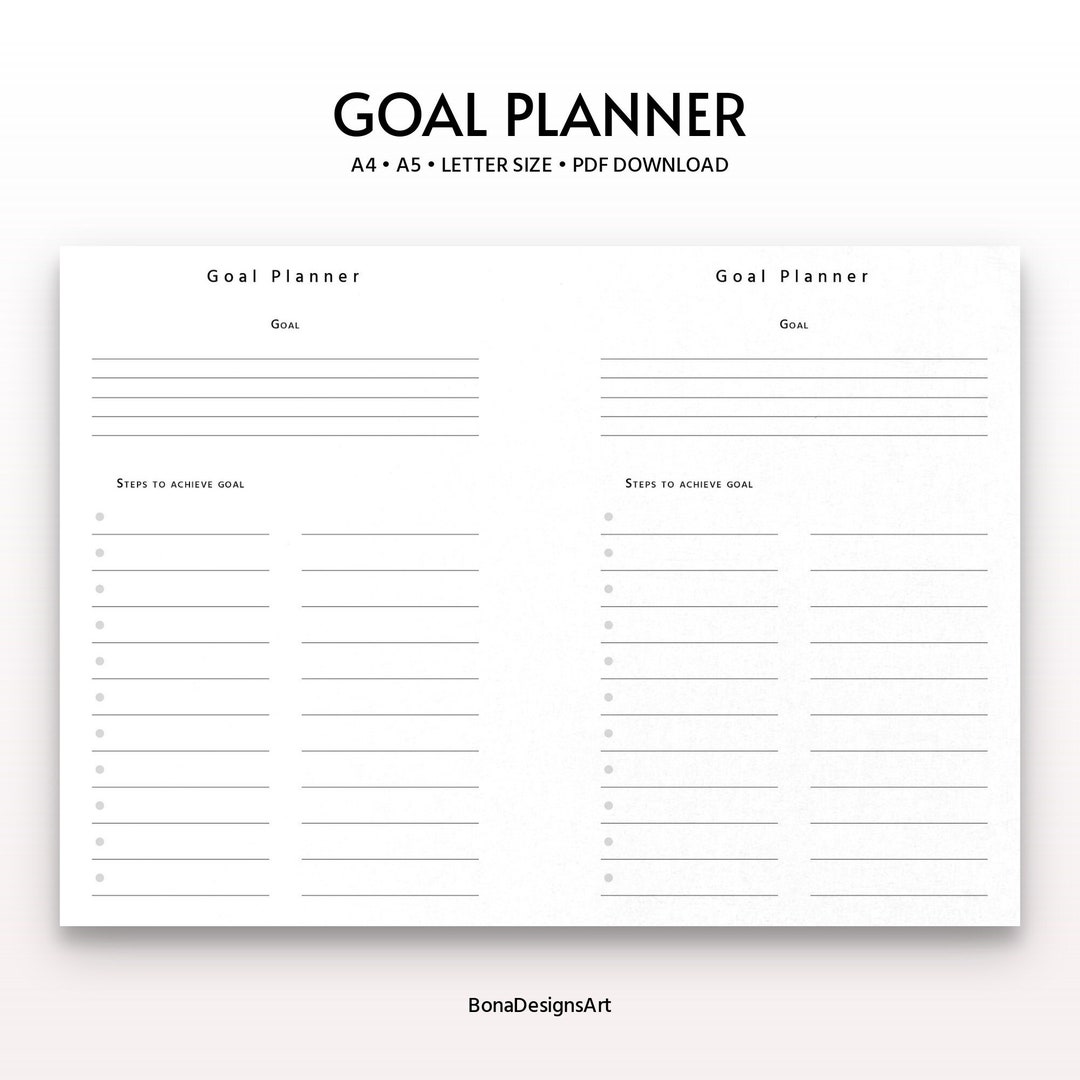 Goal Planner Printable, Printable Calendar, Daily Blank Printable ...