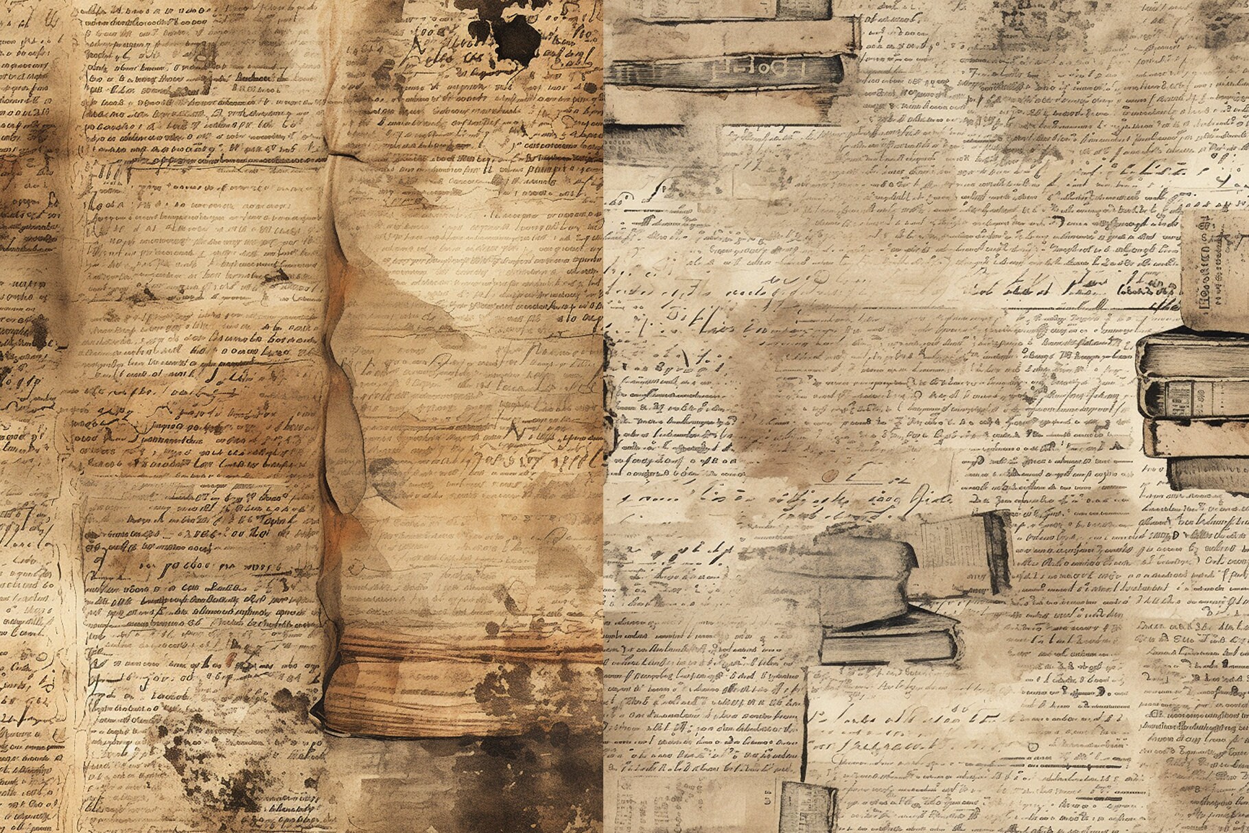 Vintage Book Page Textures: Digital Paper Pack (12x12 Inches) - Etsy