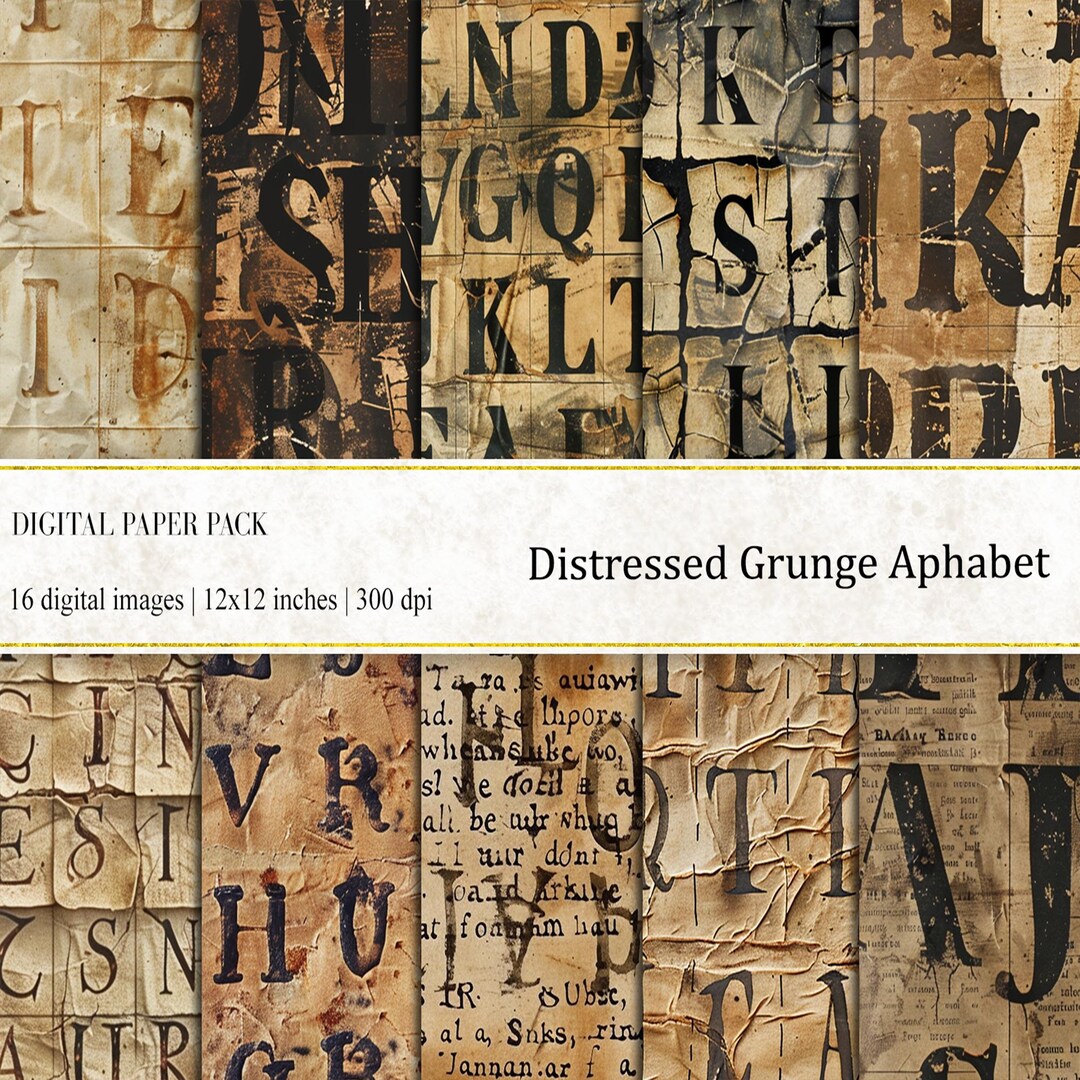 Distressed Grunge Alphabet Digital Paper Pack (digital Download) - Etsy