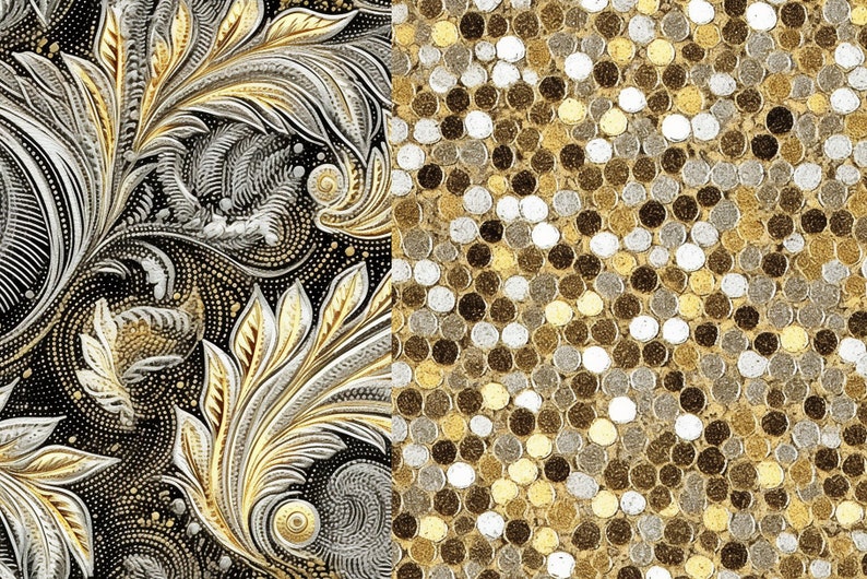 Silver & Gold Glitter Digital Paper: Seamless Patterns (digital ...