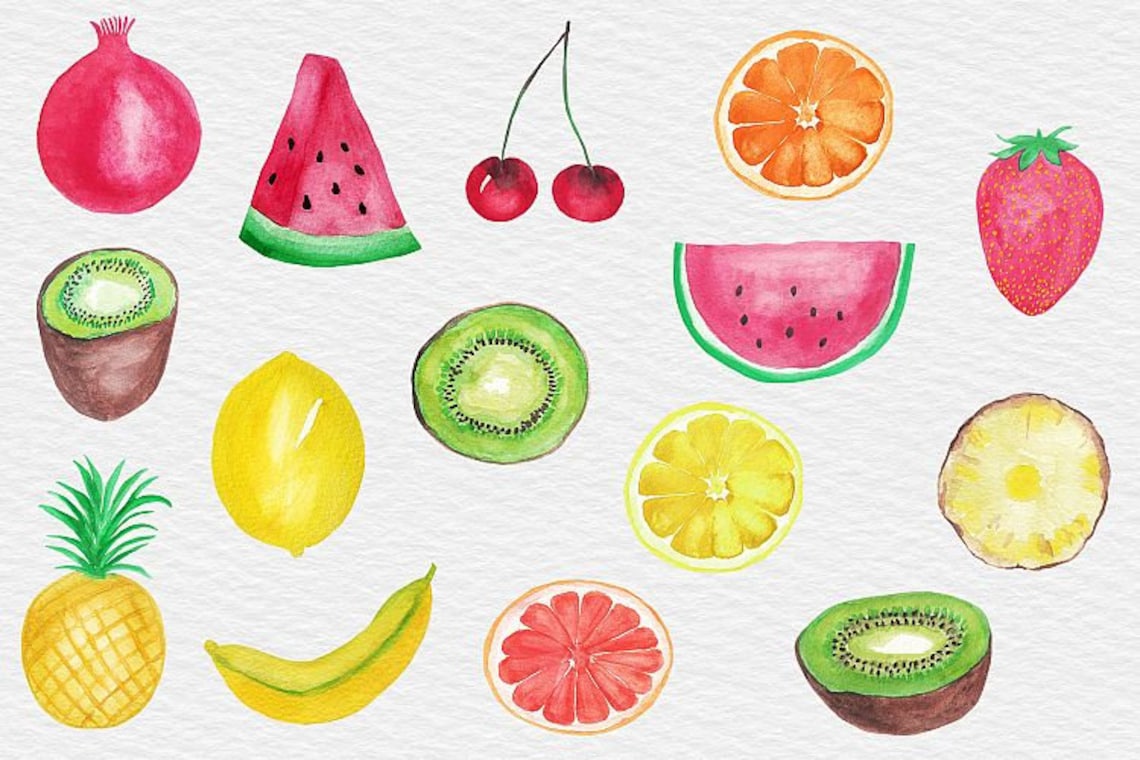 Watercolor Fruits Clipart, Watercolor Fruit Ilustration, Watercolor ...