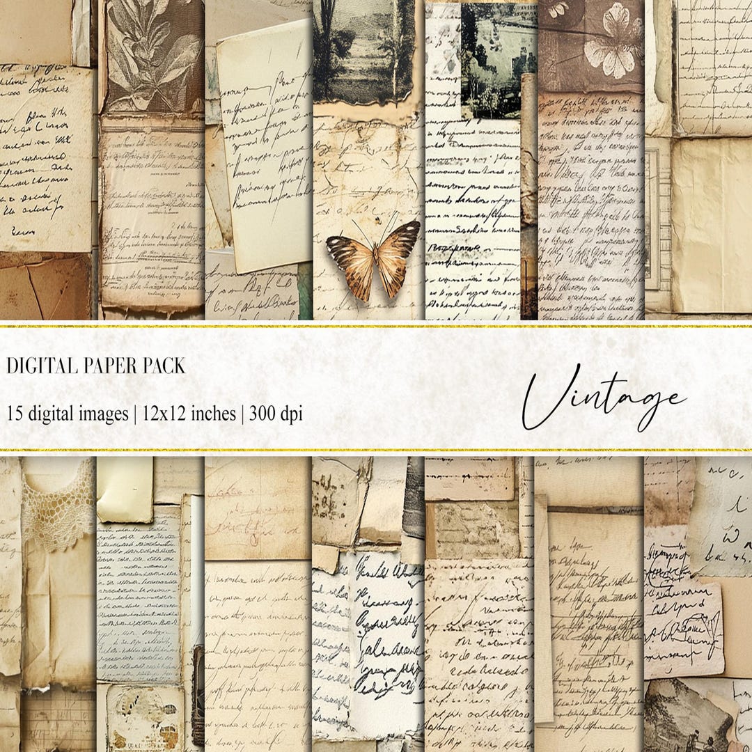 Vintage Digital Papers, Old Papers Digital Paper, Vintage Journal ...