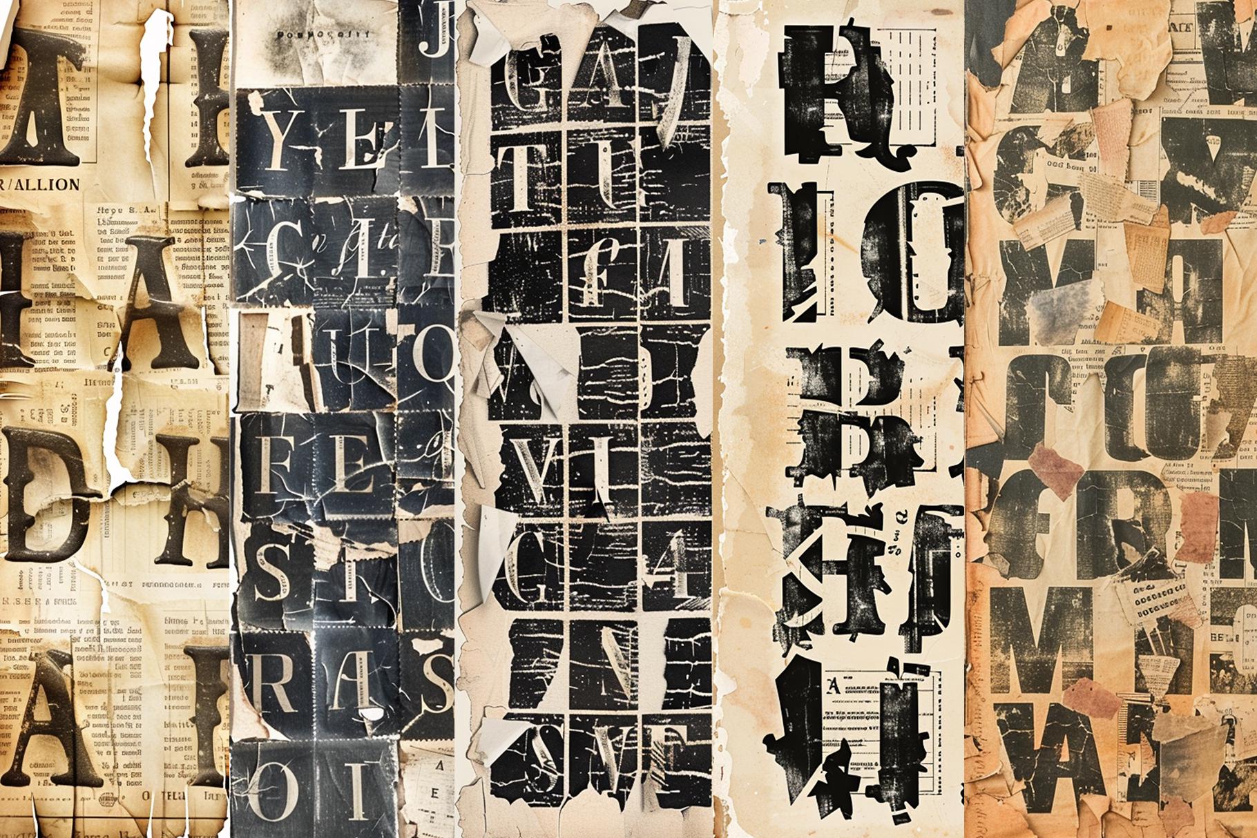 Grunge Letters Numbers Digital Papers, Grunge Letters, Junk Journal ...