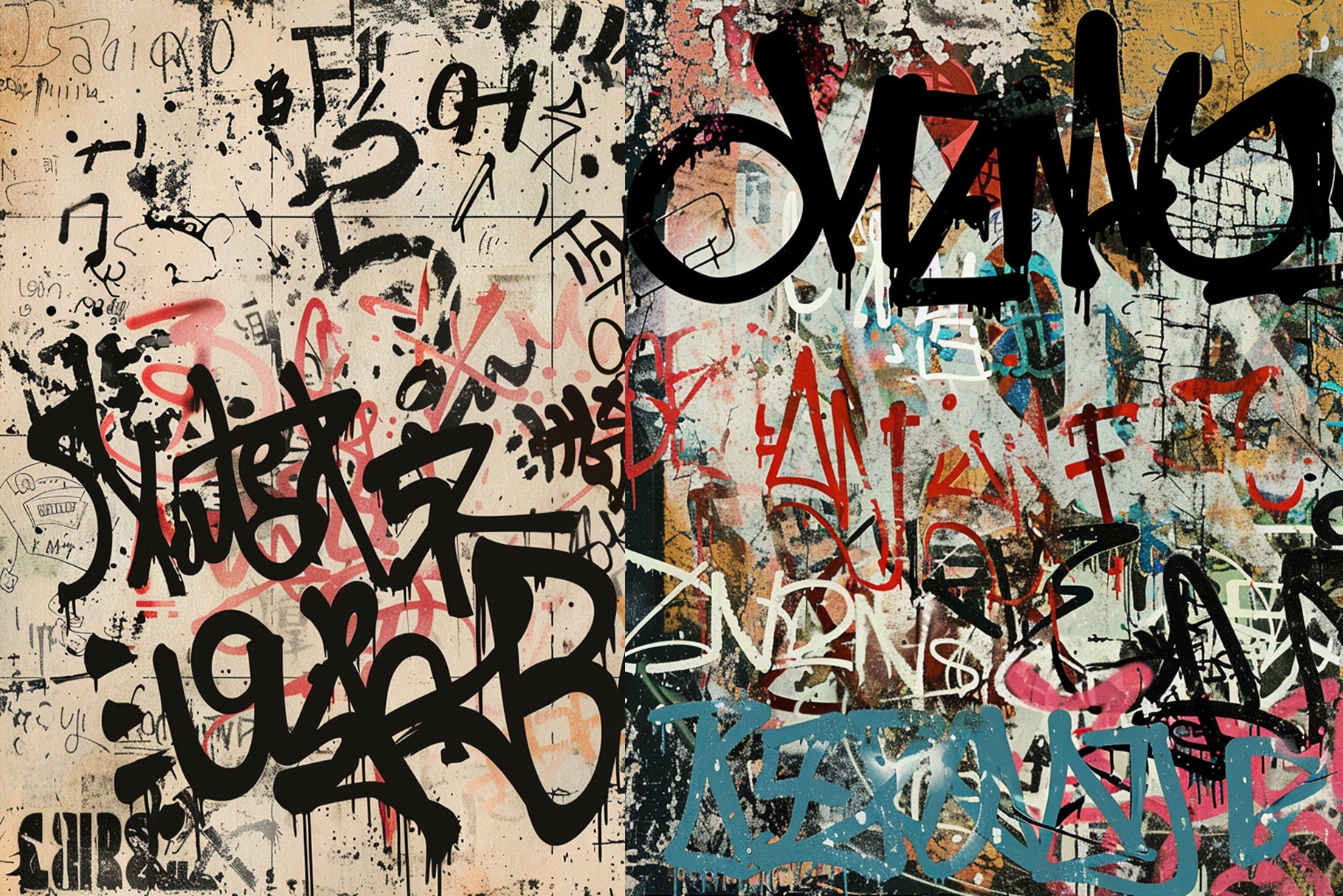 Handwritten Graffiti Digital Papers: Grunge Background (12x12, 300 Dpi ...