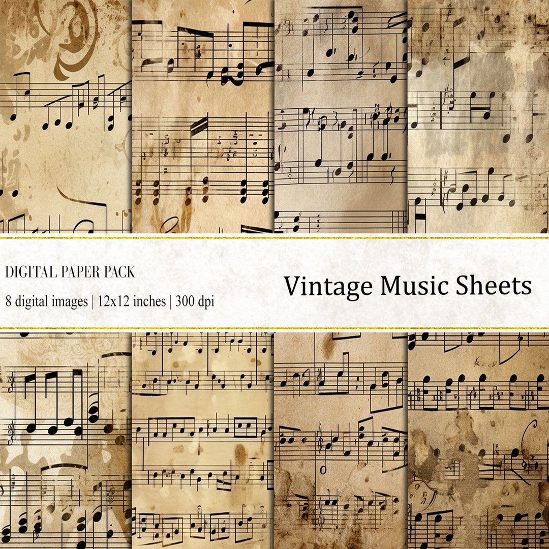 Vintage Music Sheets Digital Papers, Vintage Music Backgrounds, Vintage ...