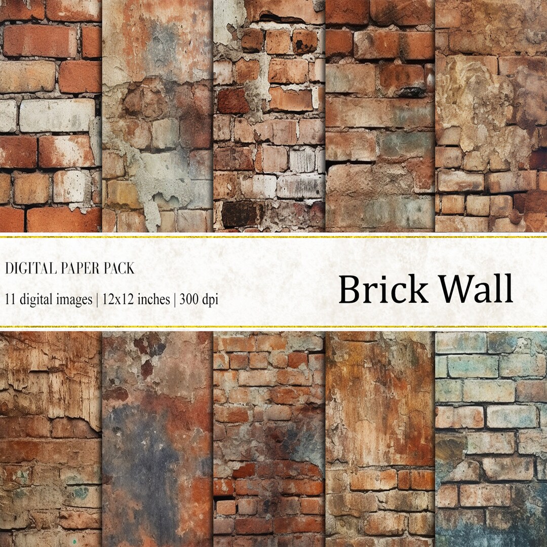 Brick Wall Digital Papers, Brick Wall Digital Papers, Rustic Brick Wall ...