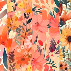Watercolor Spring Floral Digital Paper: Seamless Flower Patterns ...