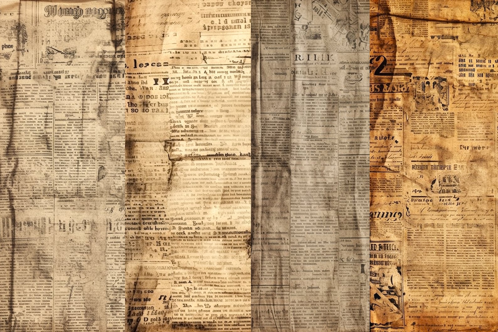 Vintage Newspaper Texture Digital Paper: Distressed Backgrounds ...