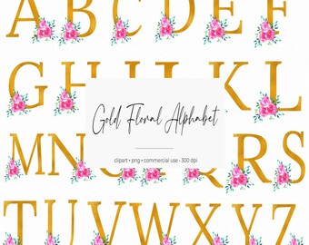 Floral Alphabet Clipart - Etsy