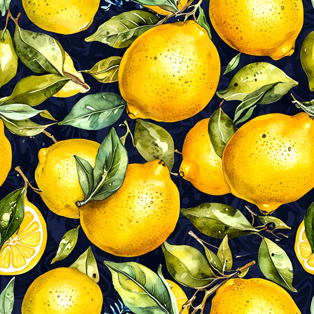 Watercolor Lemons Pattern: Summer Fruits Fabric Print (digital Download ...
