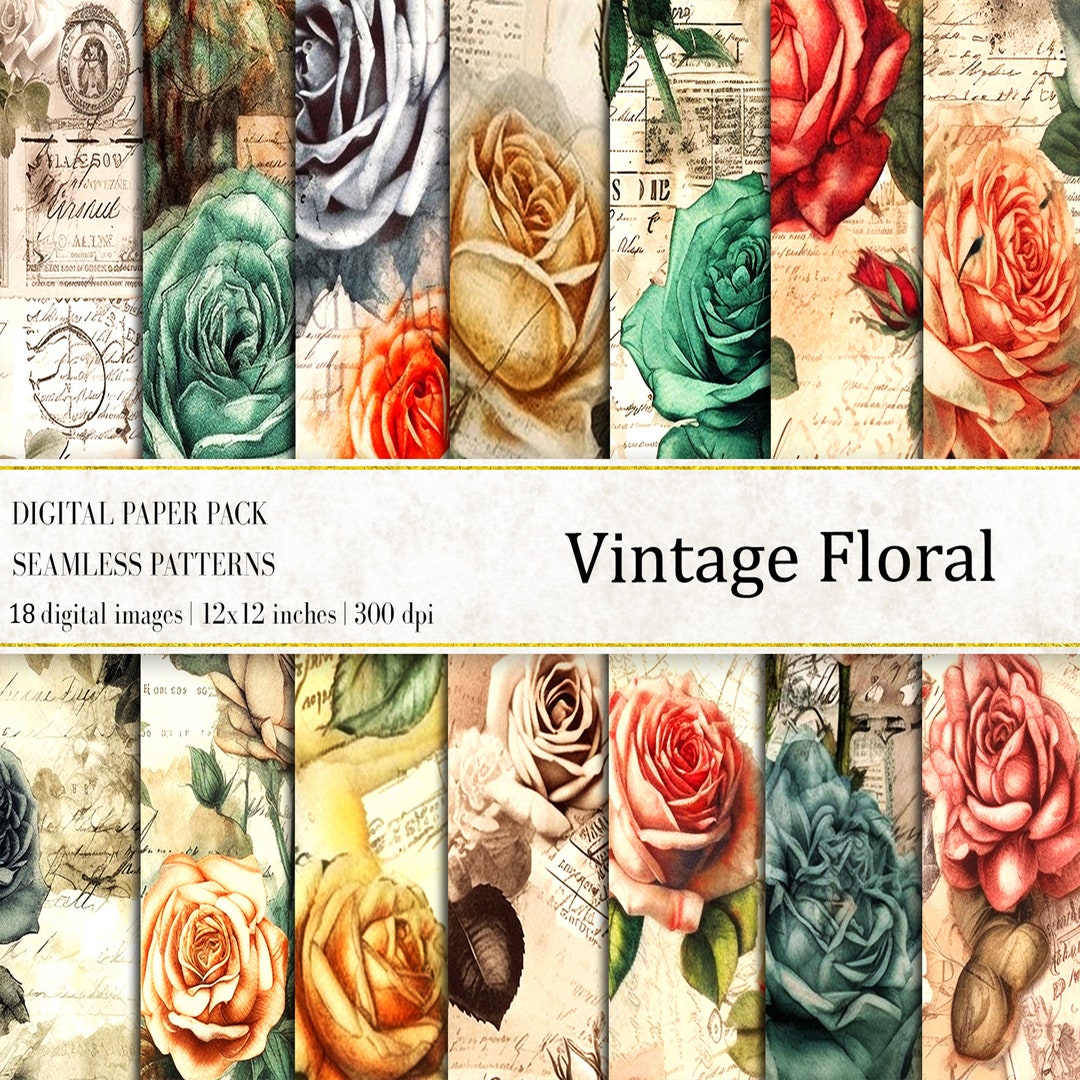 Watercolor Vintage Floral Digital Papers Vintage Floral - Etsy