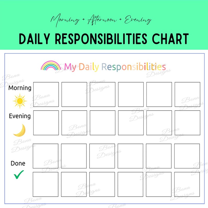 Routine Cards, Charts for Kids, Chores Chart Morning Afternoon Evening ...