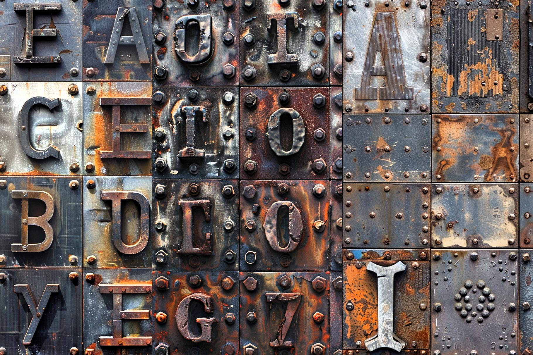 Industrial Grunge Number Digital Paper, Grunge Letters Digital Papers ...