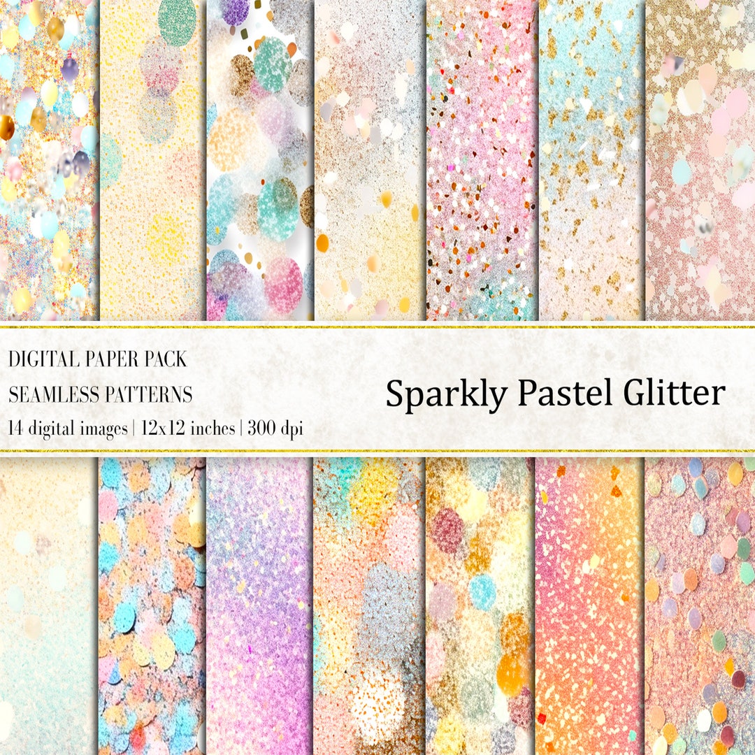 Sparkly Pastel Glitter Digital Papers, Pastel Glitter Seamless Patterns ...