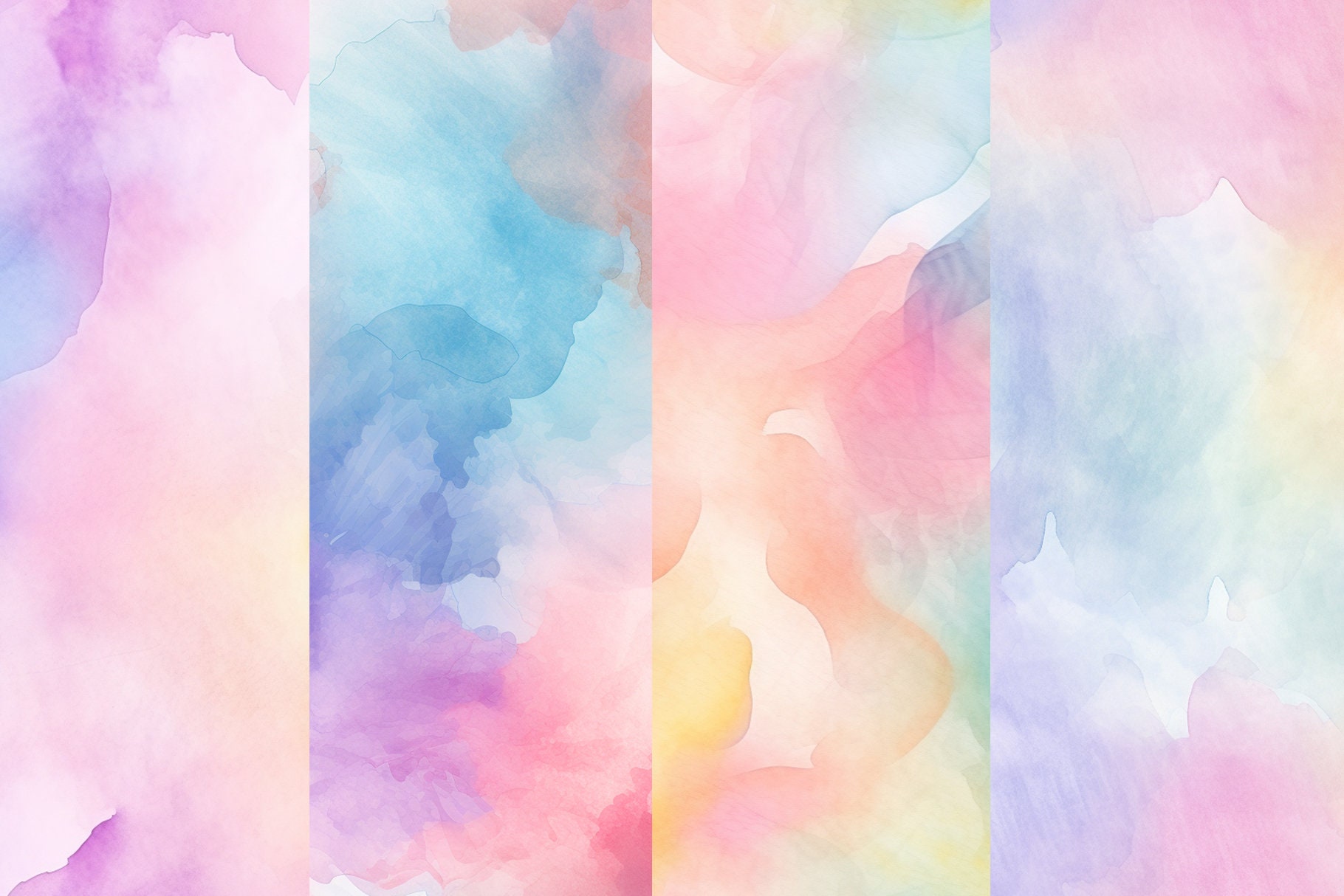 Pastel Watercolor Digital Paper: Seamless Texture Backgrounds (PNG ...