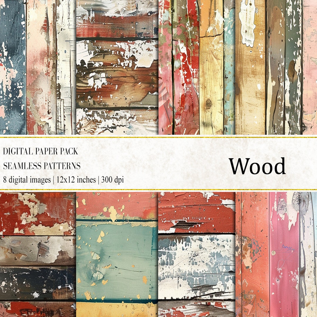 Wood Digital Papers, Wood Seamless Patterns, Distressed Wood Papers ...