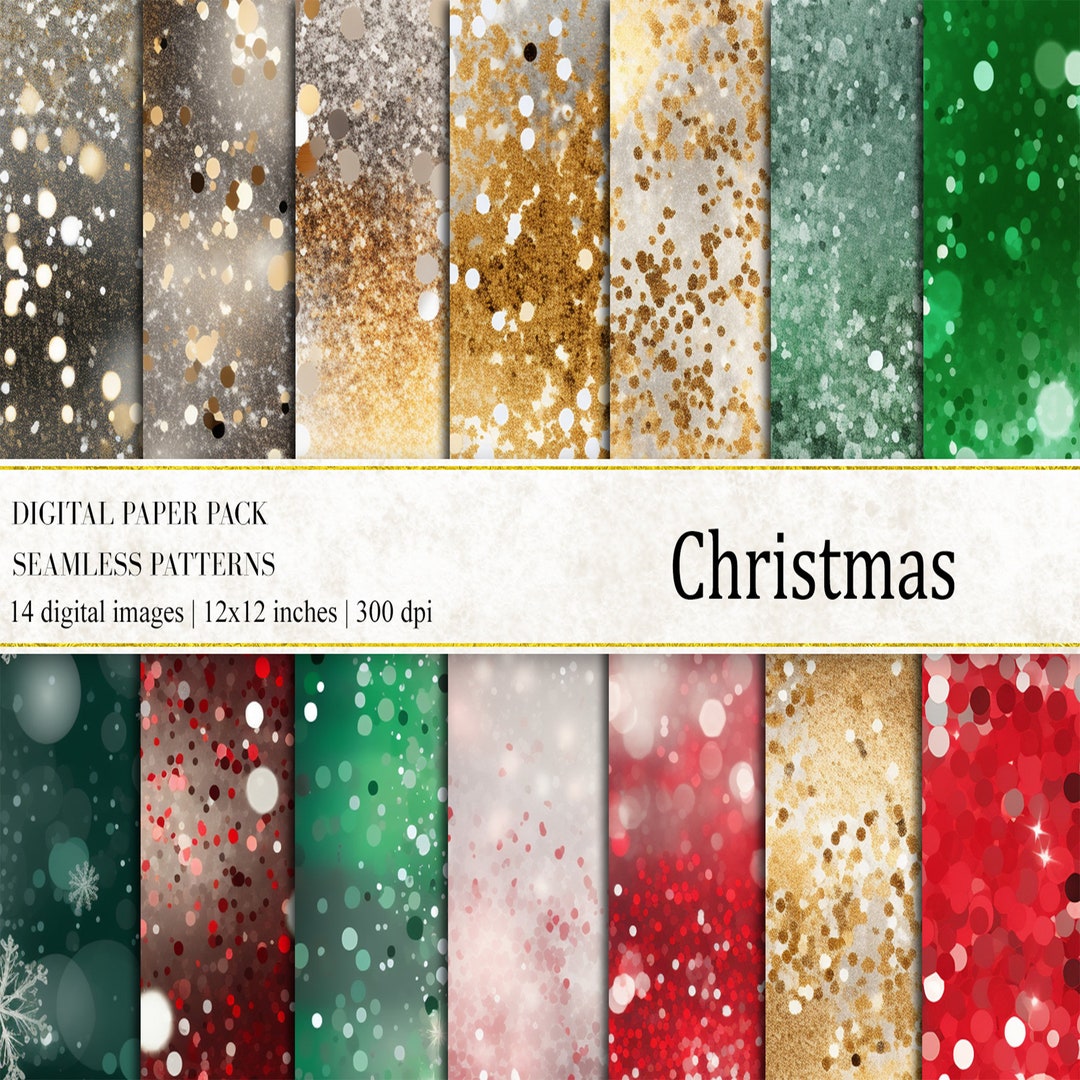 Glitter Christmas Digital Papers: Seamless Patterns (12x12 PNG) - Etsy
