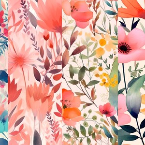Watercolor Spring Floral Digital Paper, Watercolor Floral Print, Floral ...
