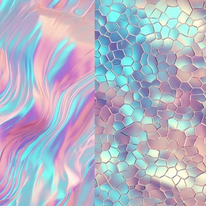 Iridescent Holographic Digital Paper, Holographic Seamless Pattern ...