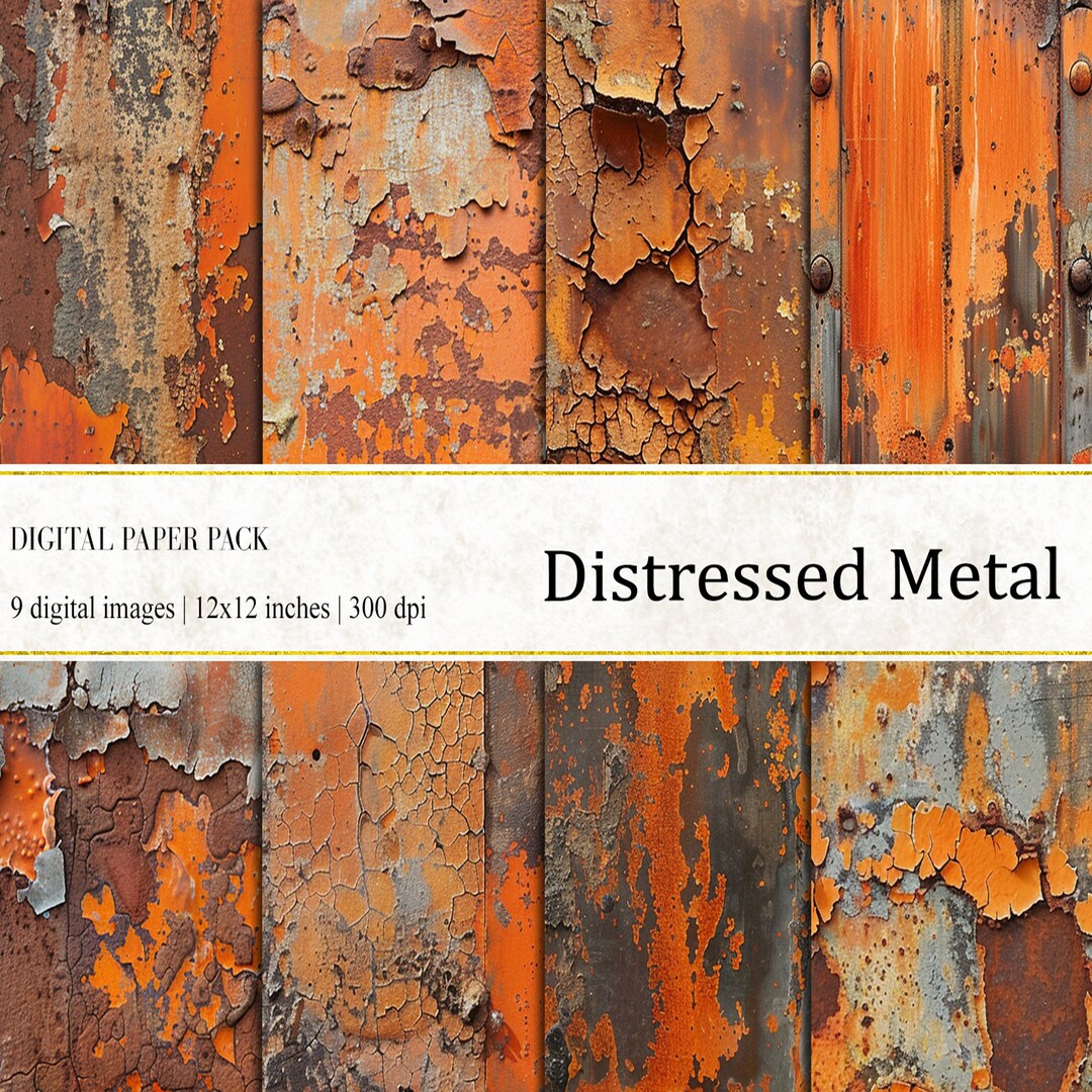 Distressed Metal Digital Papers, Metallic Digital Papers, Distressed Metal Backgrounds ...