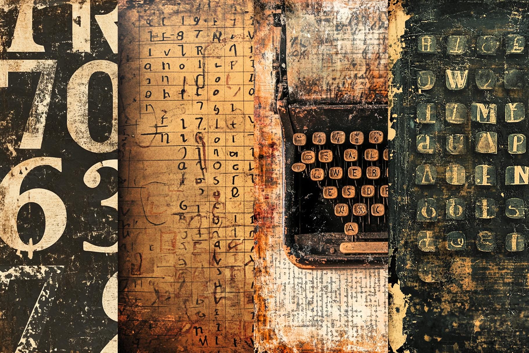 Grunge Letters Numbers Digital Paper Pack (digital Download) - Etsy
