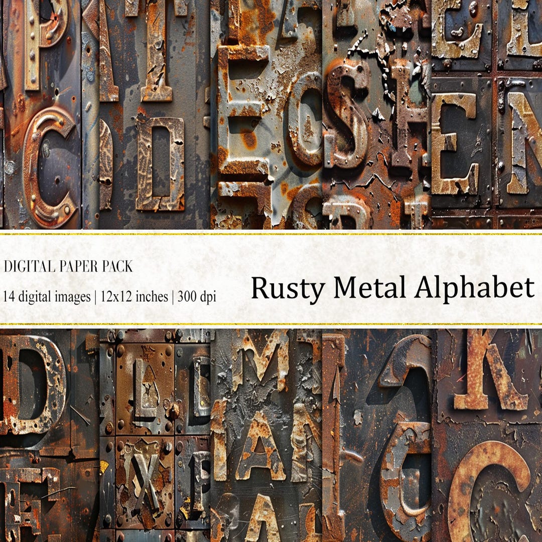 Rusty Metal Alphabet Digital Papers, Grunge Font (instant Download) - Etsy