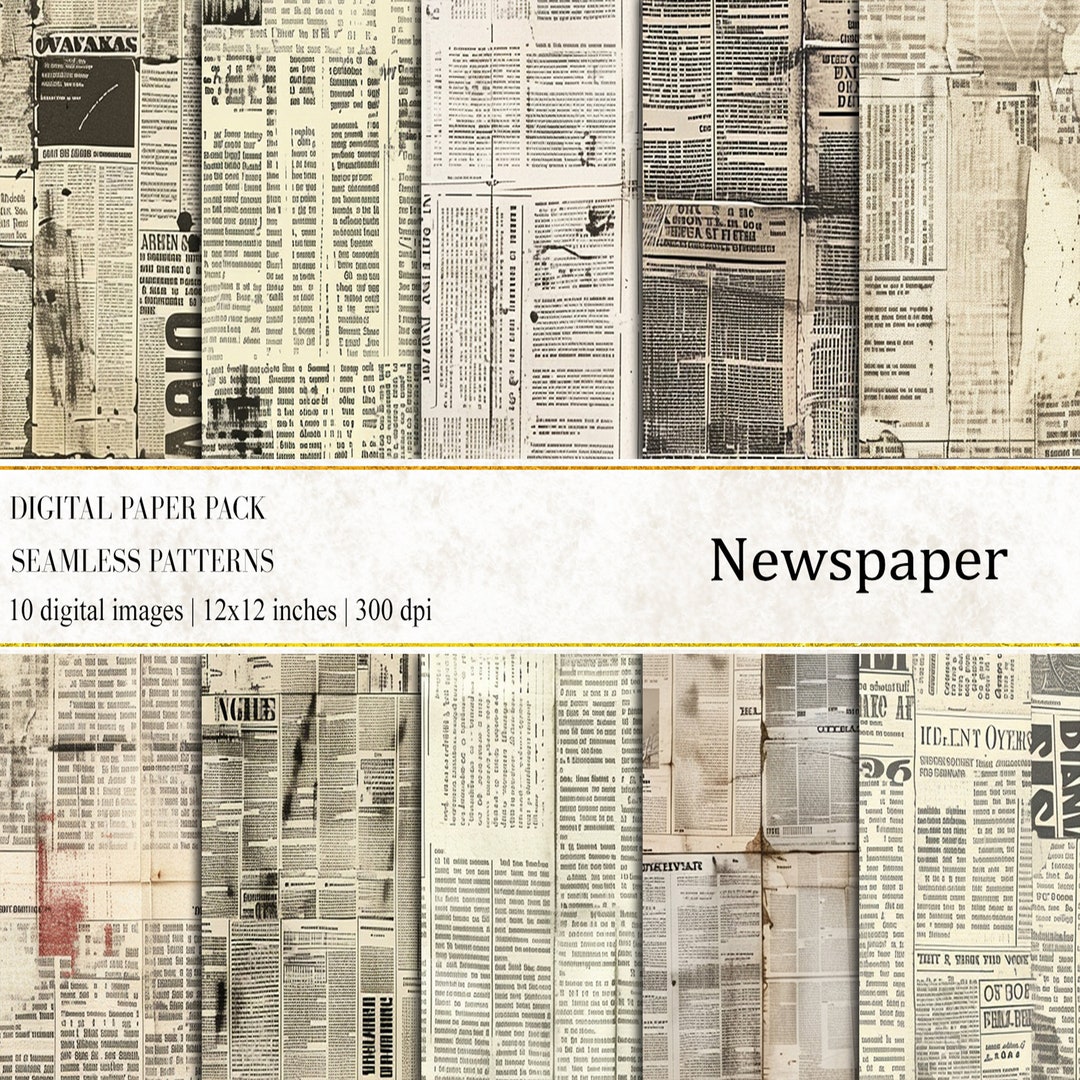Newspaper Digital Paper Pack: Seamless Journal Backgrounds (digital ...