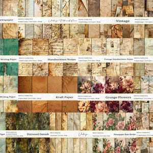 Vintage Ephemera Digital Paper Bundle: 1108 Antique Scrapbook Pages ...