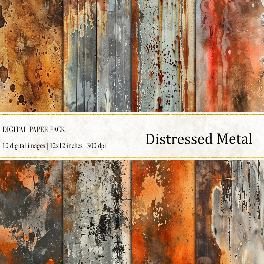 Distressed Metal Digital Papers, Distressed Digital Papers, Grunge Journal Papers, Distressed ...