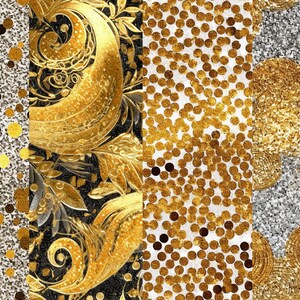 Silver Gold Digital Papers, Silver Gold Seamless Patterns, Silver Gold ...