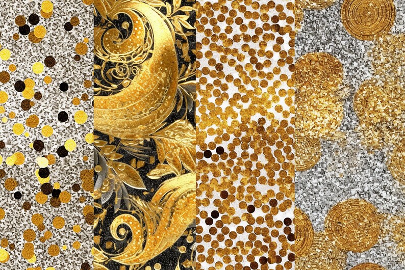 Silver & Gold Glitter Digital Paper: Seamless Patterns (digital ...
