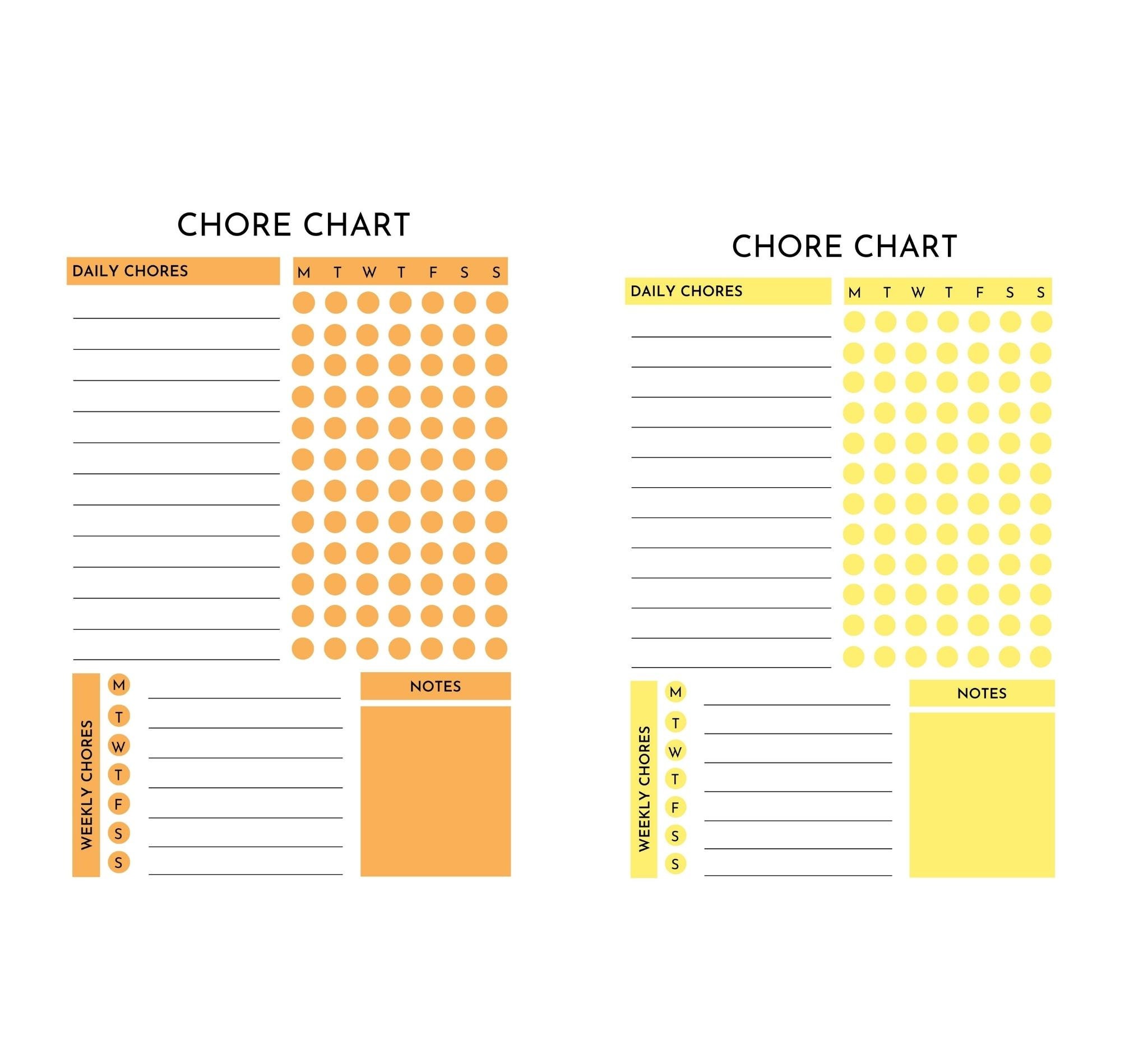 Chore Chart Printable, Daily Chores Checklist, Weekly Chores Chart ...