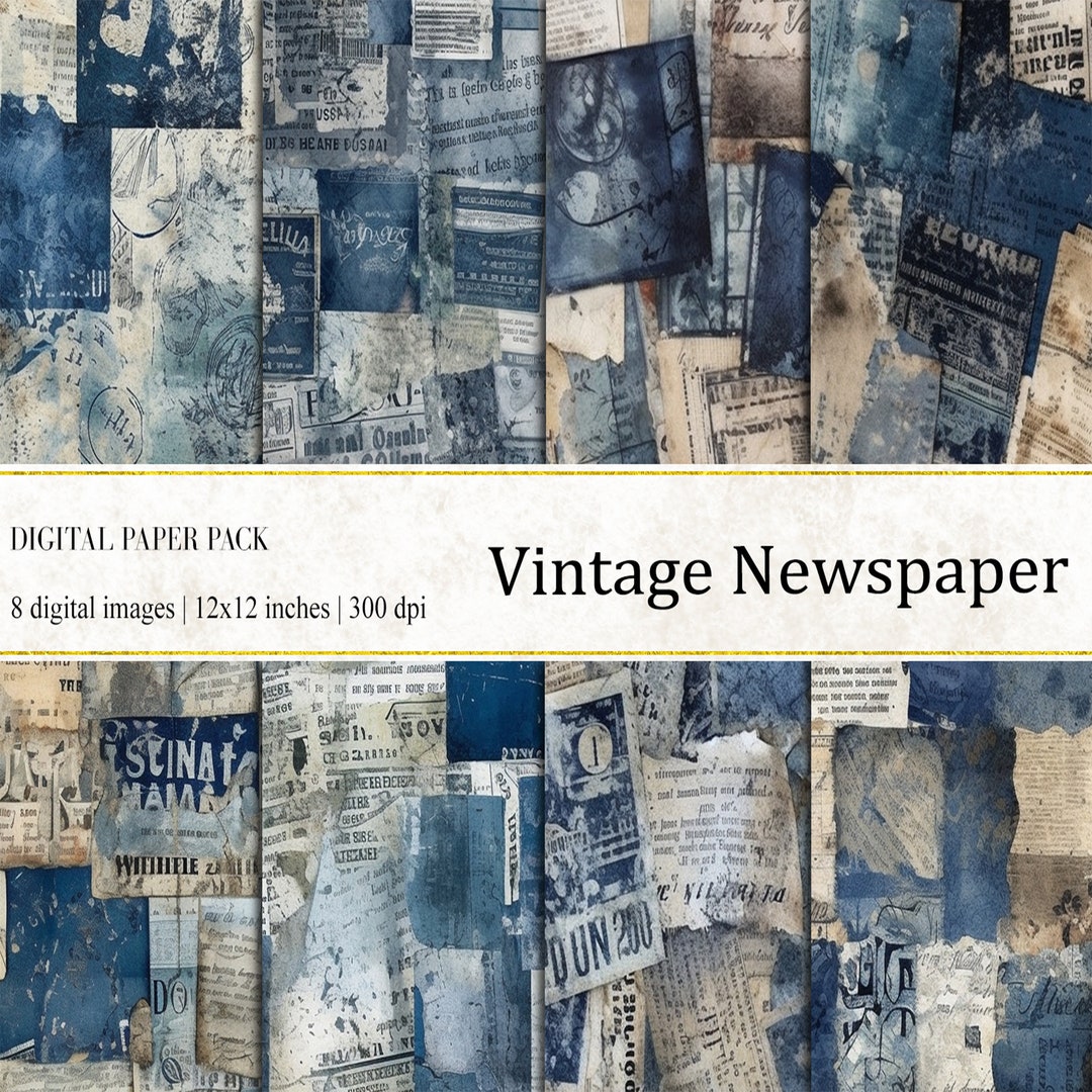 Vintage Newspaper Texture Digital Paper Pack (12x12 Inches) - Etsy